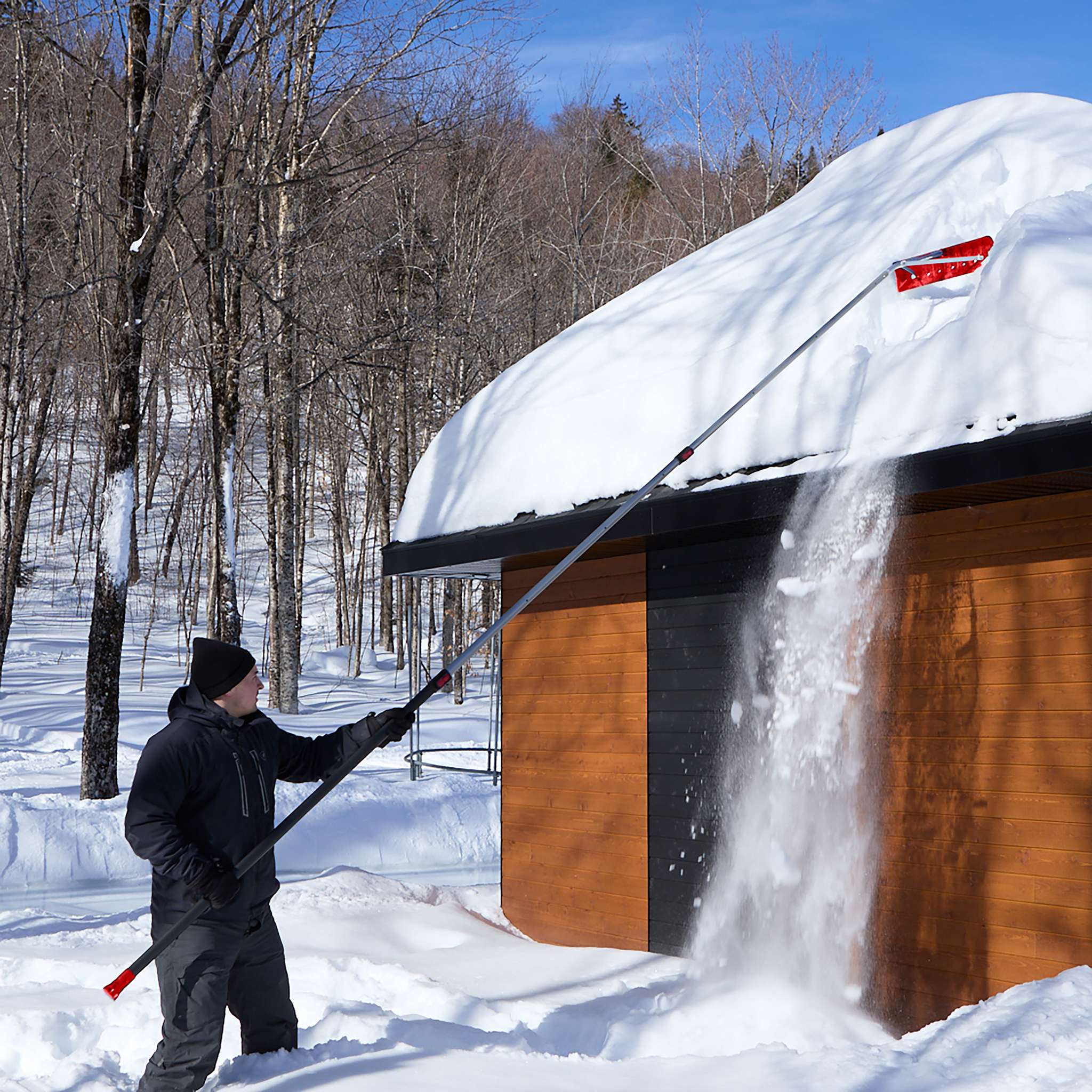 16.5-Ft Snow Roof Rake with Telescopic & Lightweight Aluminum Handle ...