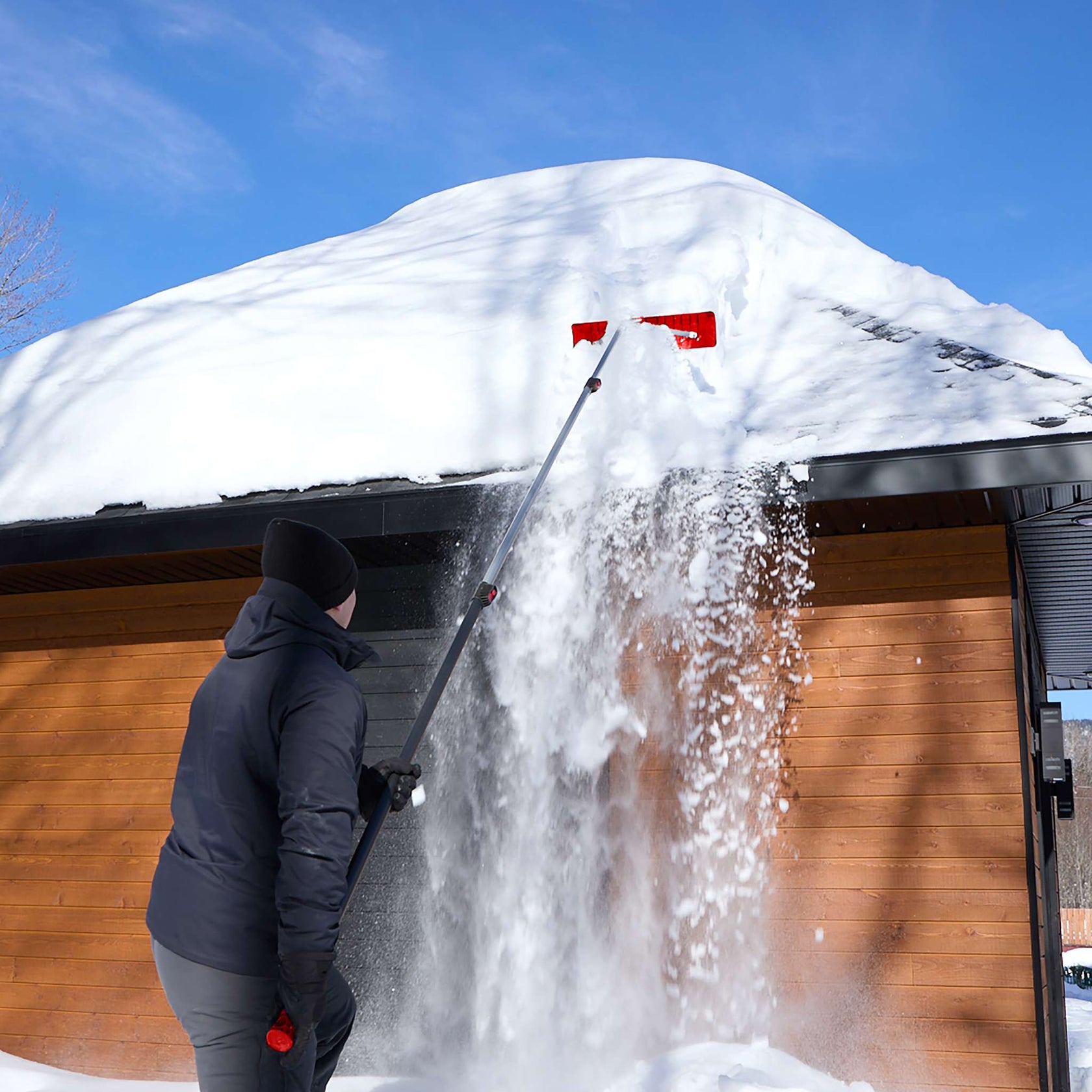 16.5-Ft Snow Roof Rake with Telescopic & Lightweight Aluminum Handle ...